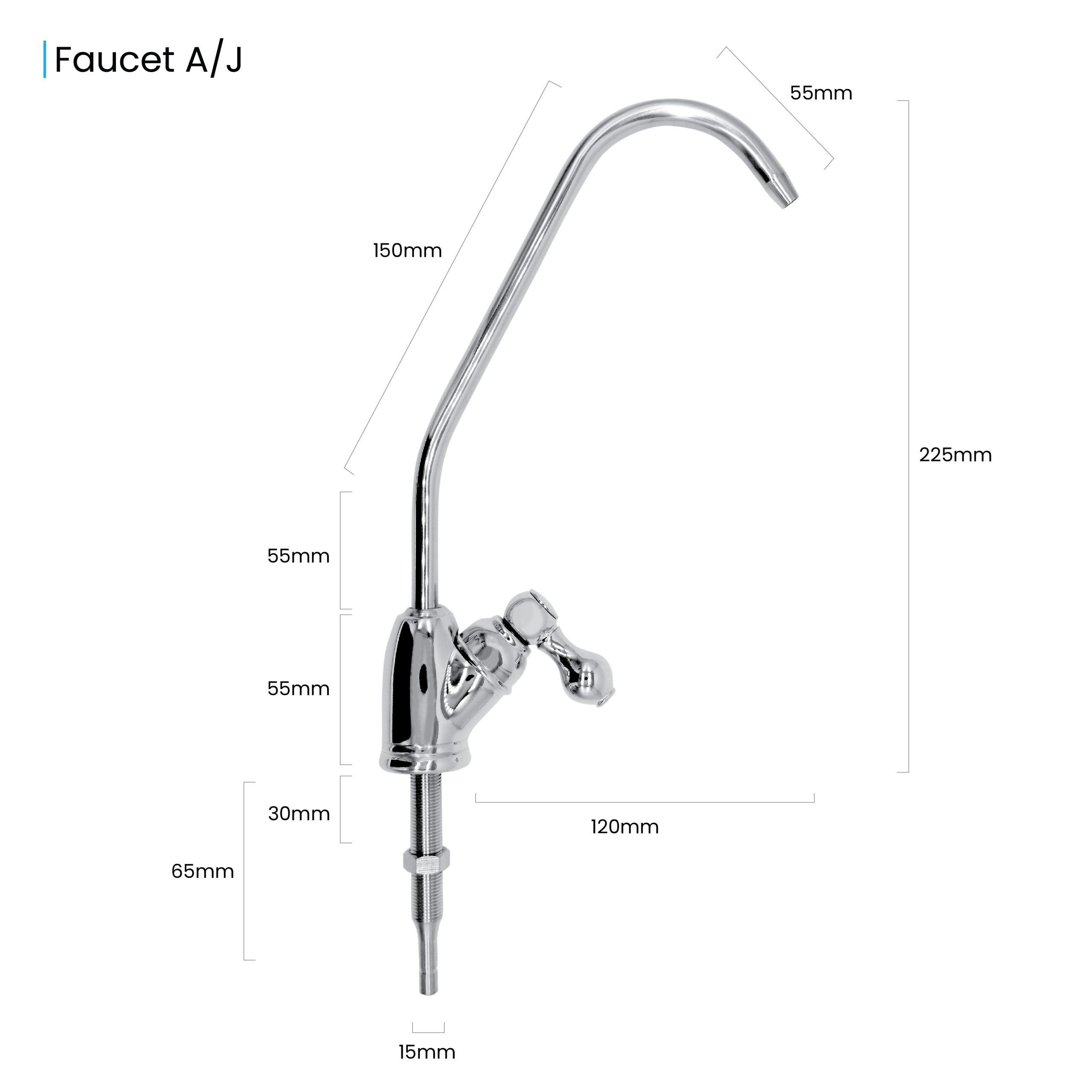 Faucet J / A Drinking Water Filter Tap Stainless Steel - Aqua Blue Filters